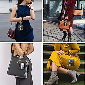 COOLANS Wristlet Bracelet Keychain Pocket Credit Card Holder Purse Tassel Keychain Bangle Key Ring for Women (Silicone Bead Bracelet+Card Purse (Black))