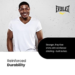 Everlast 6-Pack Men's Essential V-Neck Undershirts – Breathable, Tagless, Cotton Mens T Shirt – T Shirts for Men Pack (L, White)