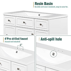 CuisinSmart 36" Bathroom Vanity Cabinet,White Modern Bathroom Vanities Sink Combo,Ample Storage Space Vanity with Sink and Countertop with 3 Drawers and 1 Door,18 x 36 x 34 (Without Faucet)