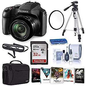 Panasonic Lumix DC-FZ80 4K Digital Camera, 18.1 Megapixel, 60x Zoom 20-1200mm Lens Starter Bundle with Case, Tripod, UV Filter, 32GB SD Card and Accessories