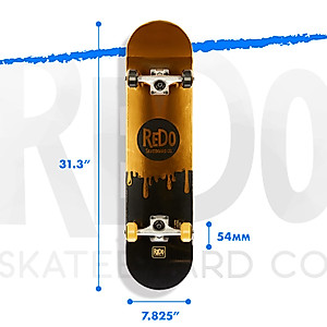 ReDo Skateboard 31" x 7.675" Champion Drip Pop Complete Skateboard for Boys Girls Kids Teens