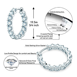 AINUOSHI Moissanite Huggie Earrings for Women Hoop Sterling Silver Hypoallergenic Earring Anniversary Birthday Gifts for Her, Christmas New Year Jewelry Gifts