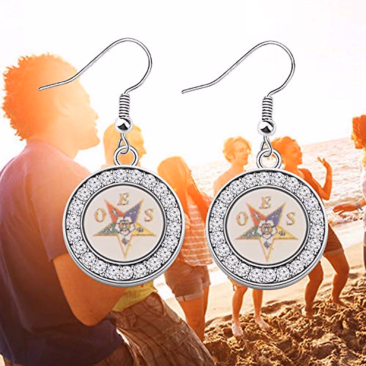 SEIRAA Order of The Eastern Star Sorority Gift OES Symbol Hook Earrings, OES Charm Bracelet for Her