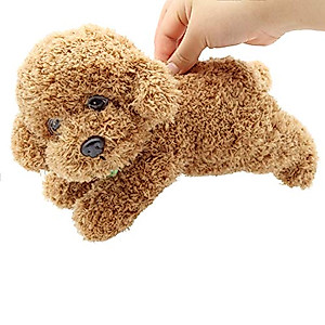 oits cute Simulation Poodle Dog Stuffed Animal Soft Plush Puppy Toys (Brown 11")