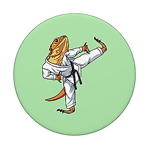 Funny Bearded Dragon Karate Reptile Pogona Martial Arts Pose PopSockets Swappable PopGrip