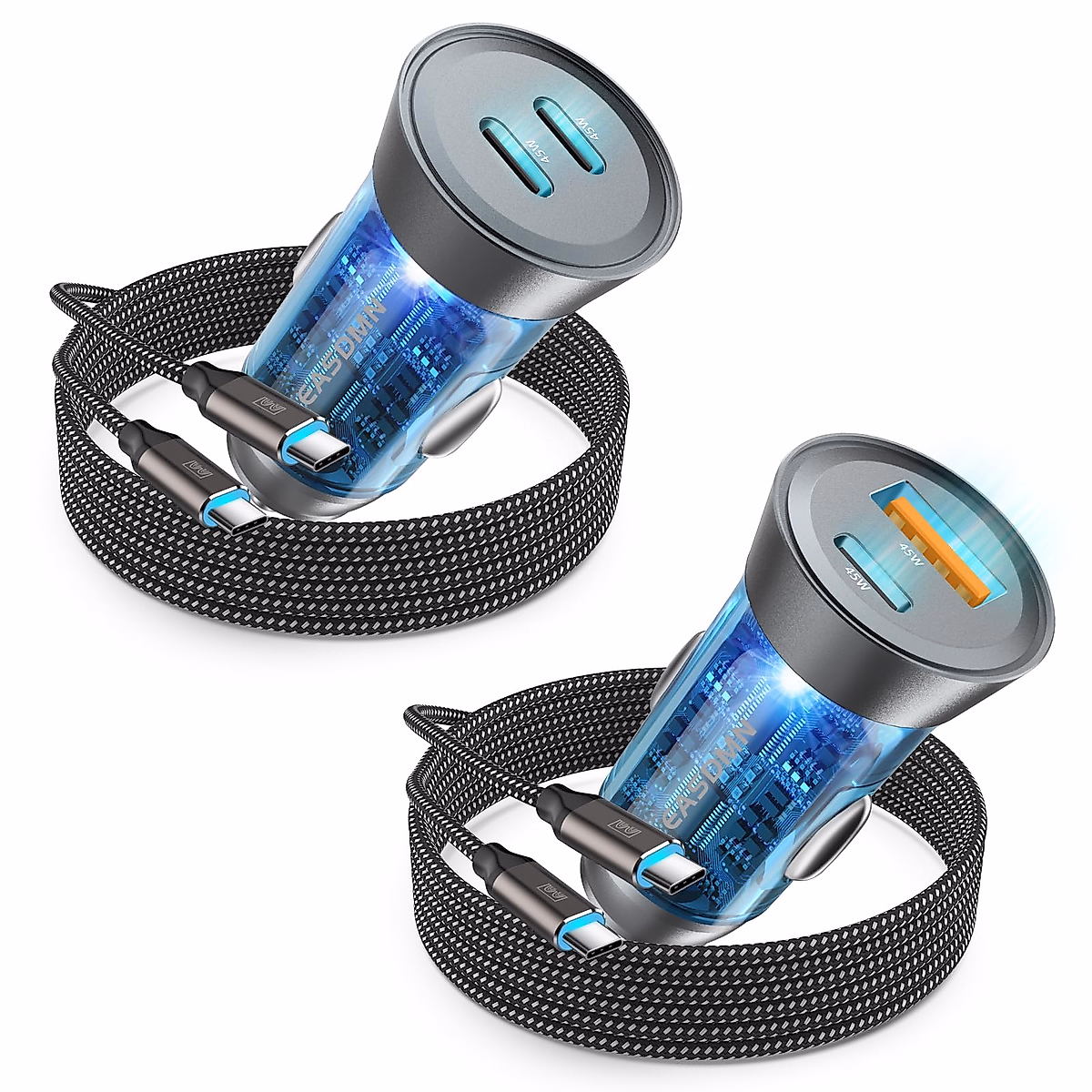 2-Pack 90W USB C Super Fast Car Charger, Dual-Port [PD/PPS 45W & QC 45W] Car Cigarette Lighter USB Charger Adaper for Samsung Galaxy S24 Ultra/S24+/S23 Ultra/S22+/S20,Note 20/10+,Tab S9/S8, iPhone 15…