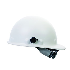 Fibre-Metal by Honeywell P2AQSW01A000 Super Eight Swing Strap Fiber Glass Cap Style Hard Hat with Quick-Lok, White, Medium