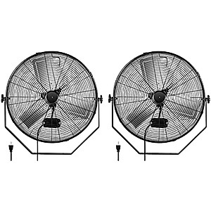InfiniPower 24 Inch Industrial Wall Mount Fan, 3 Speed Commercial Ventilation Metal Fan for Warehouse, Greenhouse, Workshop, Patio, Factory and Basement - High Velocity, black
