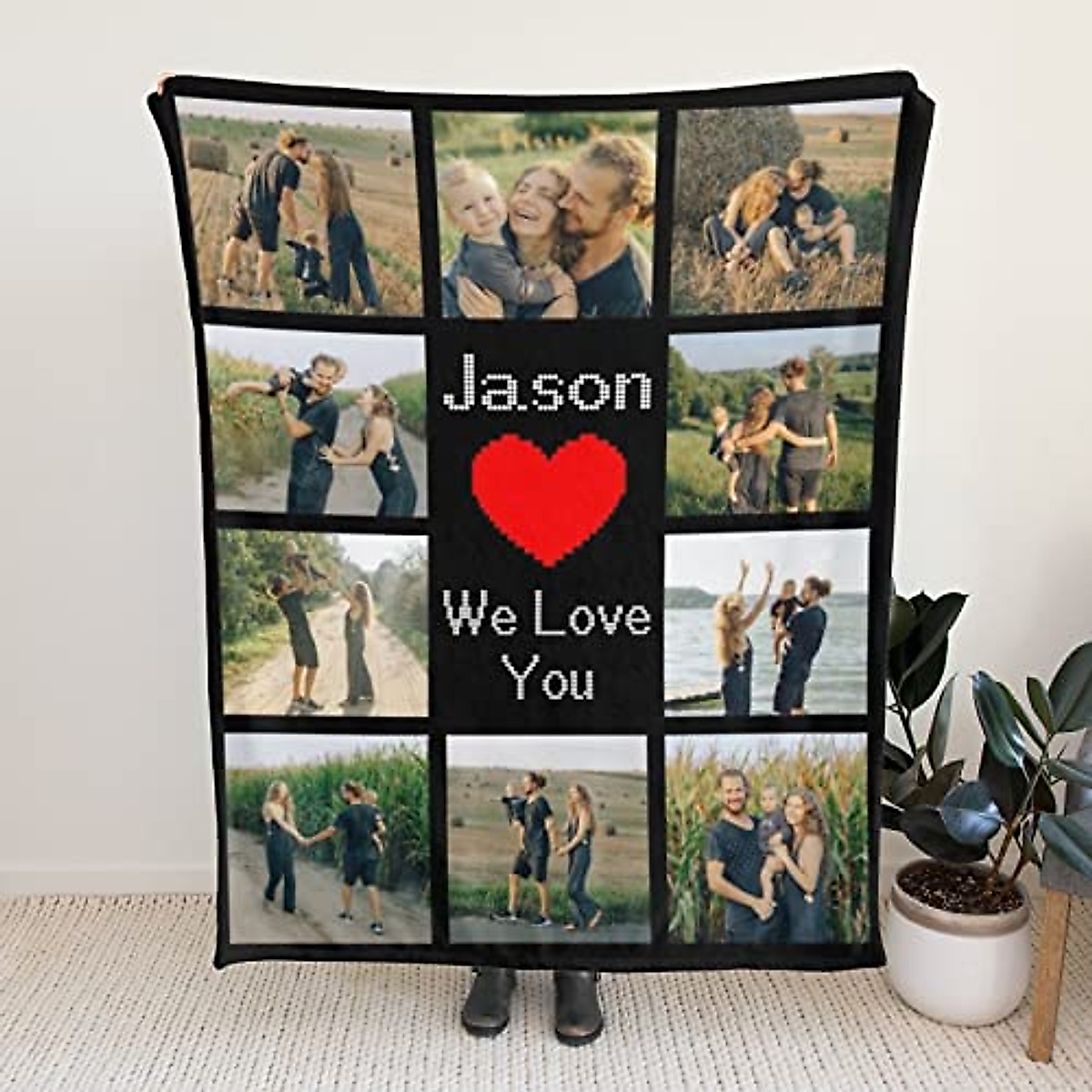 HYHSJY Gifts for Mom Dad Custom Blankets Personalized Throw Blankets with Photo Text Customized Love Blanket for Wife Friend Mom Couple Grandma Pets Gifts for Birthday Anniversary Halloween Christmas