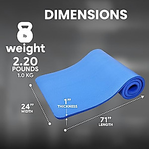 BalanceFrom All-Purpose 1-Inch Extra Thick High Density Anti-Tear Exercise Yoga Mat with Carrying Strap (Blue)