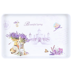 Cabilock Veggie Tray Plastic Plate Serving Tray with Lavender Flower Pattern Cupcake Dessert Dish Appetizer Candy Holder for Party Event Snacks Food Display Server Appetizer Serving Tray