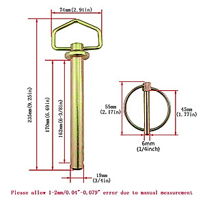 NRC&XRC Hitch Pin with Chain Accessories for Tractors, 3/4 by 6-1/4-Inch