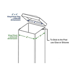 Plastic Post Cap, designed for 4 x 4 in. Elegant White color, 8 pcs. for The Wood 4"x4" Post You Must use The 3.5"x3.5" Cap.Extreme Weather Resistant, Made in USA. ONLY Delivery from USA.