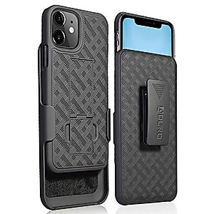 Aduro Combo Case & Holster for iPhone 11, Slim Shell & Swivel Belt Clip Holster, with Built-in Kickstand for Apple iPhone