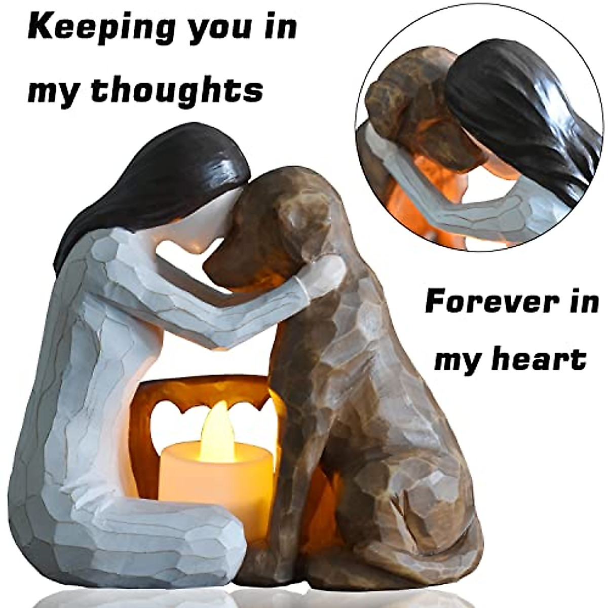 weslinkeji Dog Memorial Gifts，Pet Loss Gifts，Hand-Sculpted Dogs Passing Away Sympathy Gift，Remembrance Gift ，Dog Lovers Candle Holder Statue with LED Candle