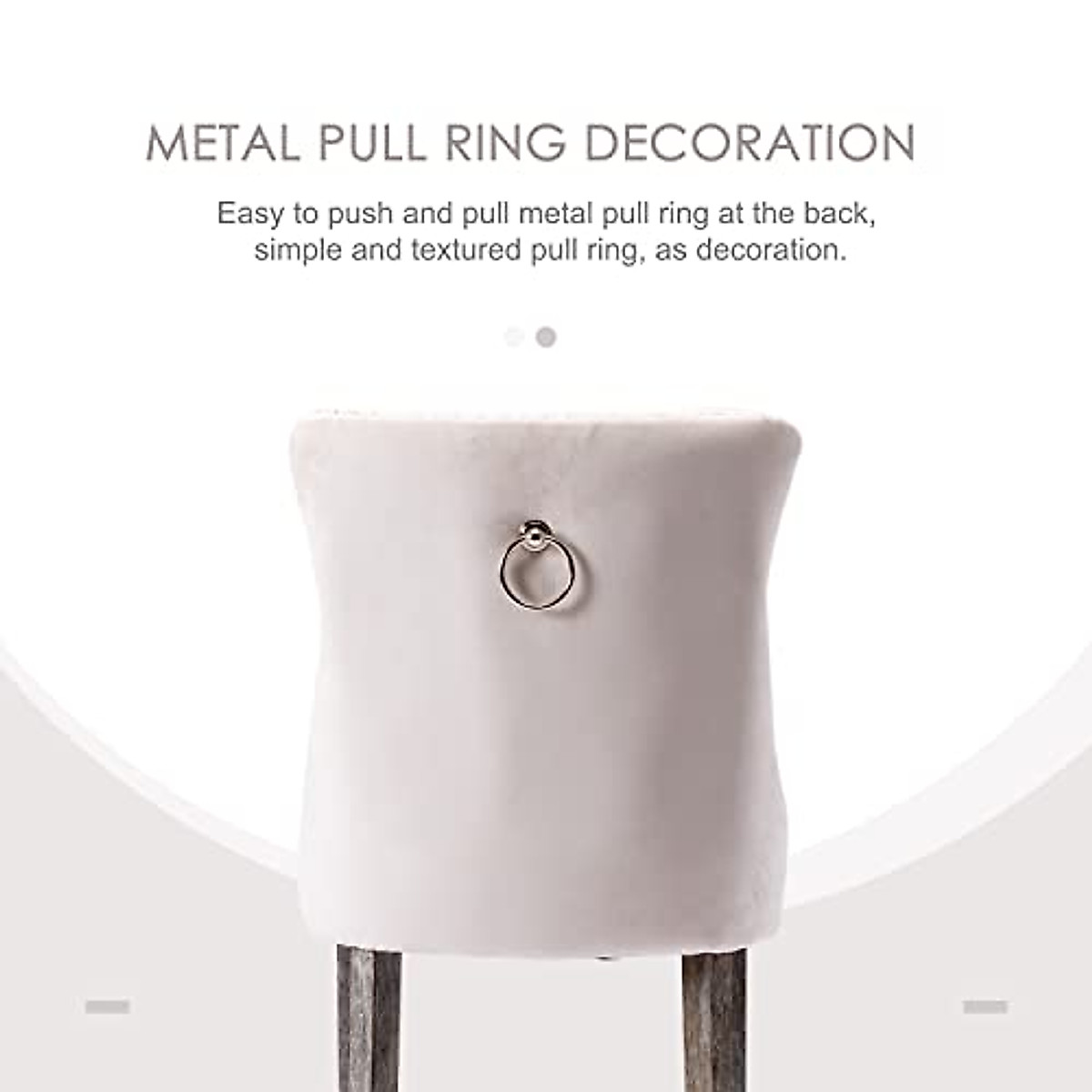 Kiztir Velvet Bar Stools Set of 2, 27" Counter Height Bar Chairs with Button Decor, Nailhead Trim, Solid Wooden Legs, Beige Modern Upholstered Bar Stools for Kitchen, Cafe, Pub