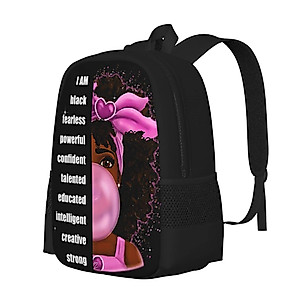African Girl Backpack Cute Laptop Backpacks Lightweight Bookbag for Kids Teen School Students 17 Inch with Bottle Side Pockets