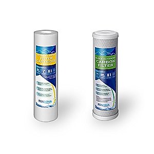 Replacement Filters for Two Stage Countertop Drinking Water Filtration System 5 Micron Sediment & Block Activated Carbon Water Filter Cartridges WELL-MATCHED with WFPFC8002, WHCF-WHWC, P5, AP110