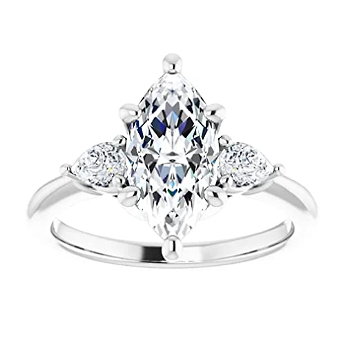 JEWELERYIUM 3 CT Marquise Colorless Moissanite Engagement Ring, Wedding Bridal Ring Set, Eternity Sterling Silver Solid Diamond Solitaire 6-Prong Anniversary Promise Ring for Her (7)