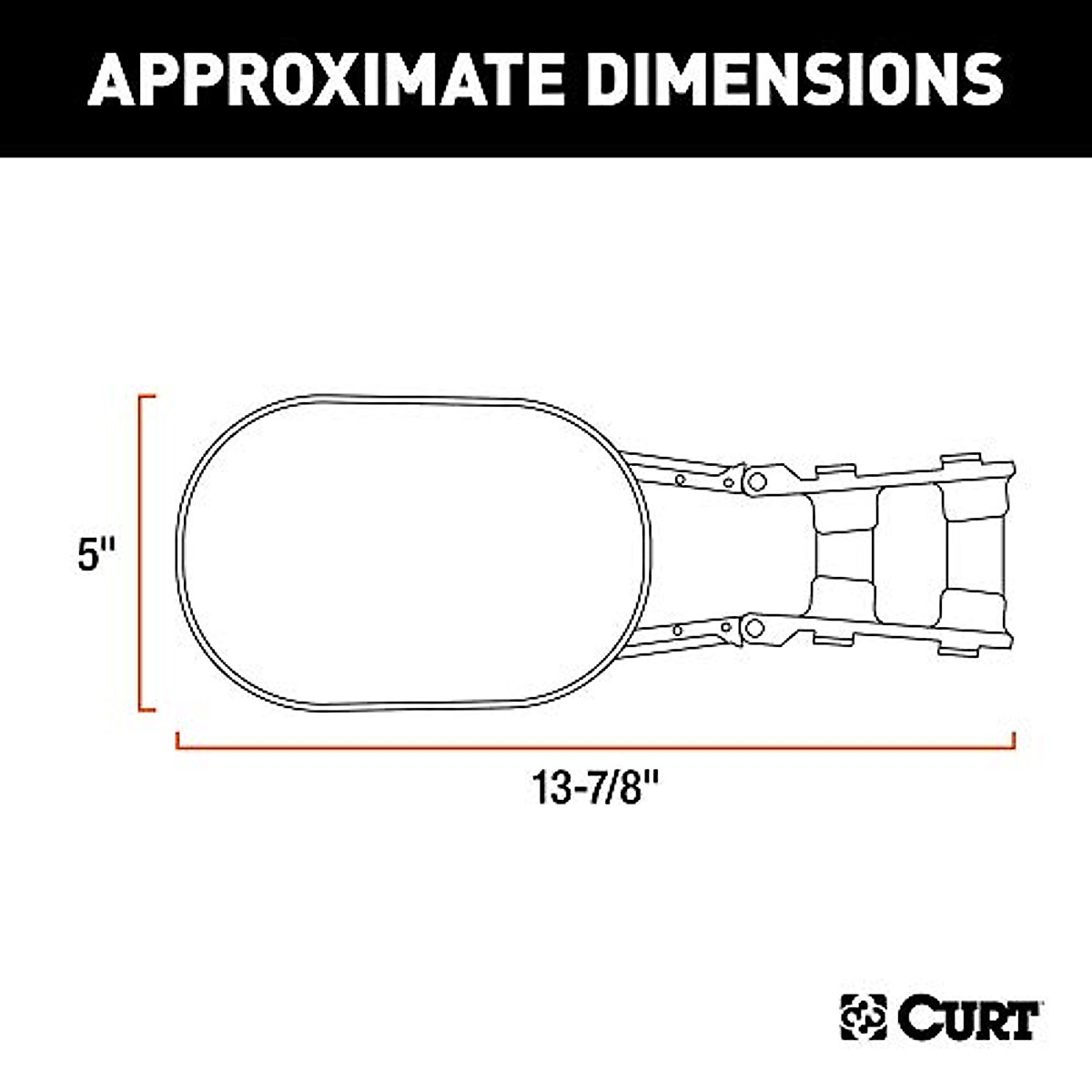 CURT 20002 5 x 7-1/2-Inch Universal Strap-On Adjustable Extendable Towing Mirror