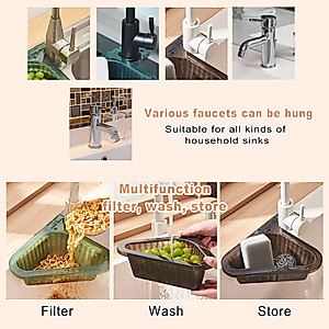 Kitchen Sink Drain Basket, Swan Basket Strainer Pack-3, Adjustable Kitchen Triangle Sink Filter with Sticky Hook and Cleaning Sponges Set of 3,for Kitchen Sink Faucet Hangs