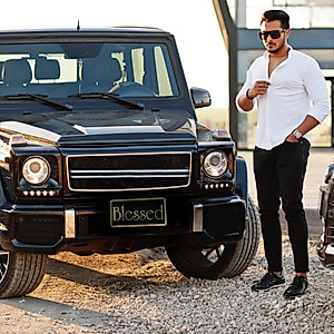 Auto Tag License Plate Deluxe-Blessed-Gold/Black | Universal Car Plate-Auto Tag | Rust-Proof, Weather-Proof | Durable, Heavy Gauge Embossed Aluminum | Enamel Finish | Made in The USA