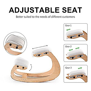 MallVitally Adjustable Kneeling Chair, Wooden Ergonomic Rocking Chair - Improve Your Posture with an Angled Seat for Home,Office(White Oak)