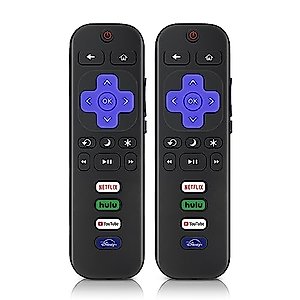 (Pack of 2) Replaced Remote Control Only for Roku TV,Compatible with for TCL Roku/Hisense Roku/Onn Roku/Insignia Roku/Element Roku/Westinghouse Roku/Hitachi Roku TV【Not for Roku Stick and Box】