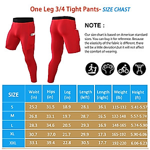 One Leg Compression Tights for Basketball, Mens 3/4 One Leg Compression Pants Dry Fit Running Leggings Sport Baselayer