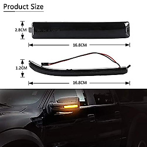 D-Lumina Sequential LED Side Mirror Reflector Turn Signal Lights Smoked Lens Compatible with 2009-2014 Fo-rd F150, Side Marker Blinker Light Replace Factory Amber Reflectors