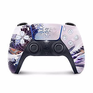 TACKY DESIGN Wave Watercolor Skin for PS5 Skin, Playstation 5 Console and 2 Controllers Skin, PS5 Purple Pastel Kawaii Skin Vinyl 3M Decal Stickers Full wrap Cover (Disc Version)