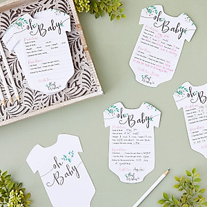 Sparkle and Bash 50 Pack Girl Baby Shower Prediction and Advice Cards for Parents to Be, Floral Themed Party Games (5 x 7 In)