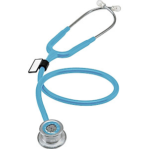 MDF Instruments, Pulse Time® 2-in-1 Digital LCD Clock and Single Head Stethoscope - Free-Parts-for-Life & Lifetime Warranty - Pastel Blue (MDF740-03)
