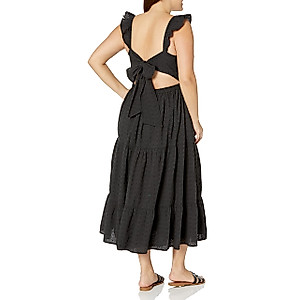 The Drop Women's Tulsi Ruffle Sleeve Eyelet Maxi, Black, M