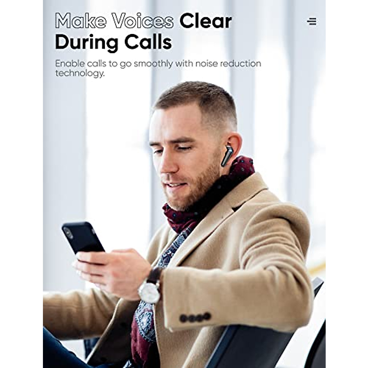 Bluetooth Earbuds, Wireless Earphones for iPhone & Android, Bluetooth 5.2 in-Ear Headphones Touch Control, Fast Charge, LCD Power Display, 30H Play Time, Built-in Mic Ear Buds for Home Office Sports