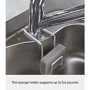 YAMAZAKI home 4388 Faucet-Hanging Sponge Holder-Kitchen Organizer Sink Rack Basket, One Size, White