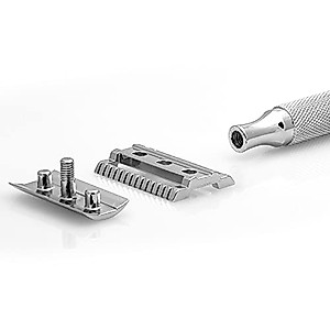 Western Razor Premium Safety Razor, MADE IN USA, with 5 Refill Blades, Chrome