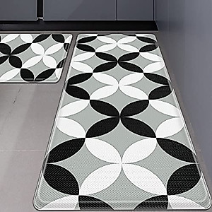 FITHOME Anti Fatigue Kitchen Mat, 2PCS Cushioned Mats for Kitchen Floor/Laundry Room/Office, Waterproof Comfort Rugs at Home (17.3'' x 47.2'' + 17.3'' x 29.5'')
