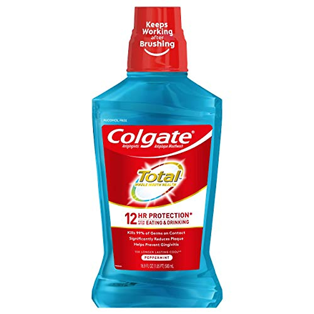 Colgate Total Pro-Shield Alcohol Free Mouthwash, Peppermint - 500mL, 16.9 fluid ounce