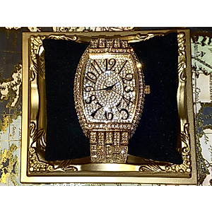Men's Wrist Watch Band Luxury CZ Diamond Iced Out Watch Gold Numeric Rectangle Square Dial Watch For Men Women Hip Hop Rapper Choice, Men Watch, Mens Jewelry, Iced Watch Custom Fit, Bust Down Watch