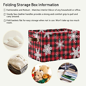 Rectangular Christmas Storage Bin Snowflakes Christmas Basket with Handles - Nursery Storage, Laundry Hamper, Book Bag, Gift Baskets