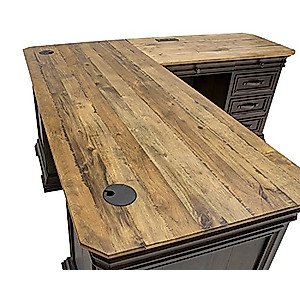 Martin Furniture IMSA684R-KIT Executve L-Desk & Return with Solid Wood Plank Tops, Fully Assembled, Brown
