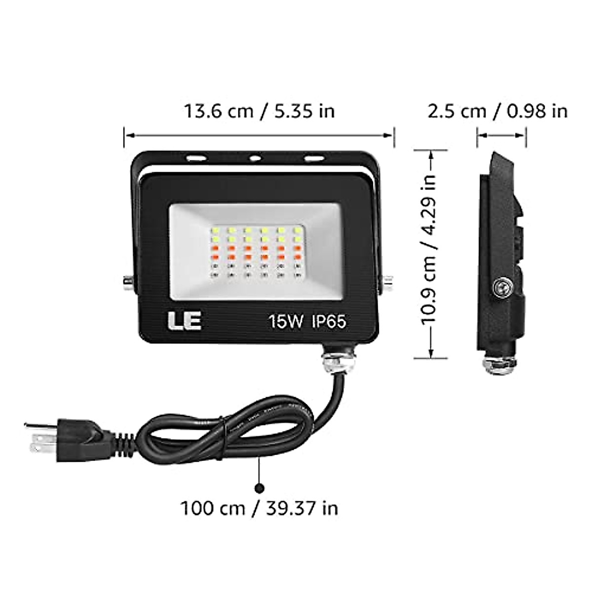 LED Flood Lights Outdoor 15W, RGB Color Changing Lighting with Remote, IP65 Waterproof, Dimmable Plug in Outdoor Floodlights for Garden, Yard, Party and Patio, 2 Pack