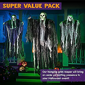 JOYIN 3 Pack Hanging Halloween Skeleton Ghosts Decorations, Grim Reapers for Best Halloween Outdoor Decorations