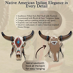 BestGiftEver Wall Hanging Rustic Southwest Tribal Style Bull Head Skull, 12.5 x 10.5 x 4 inches