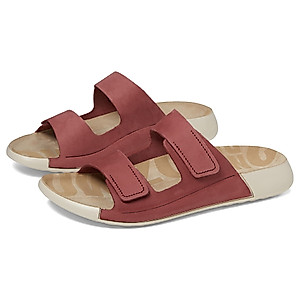 ECCO Women's Cozmo Two Band Slide Sandal, Petal Trim Nubuck, 8-8.5