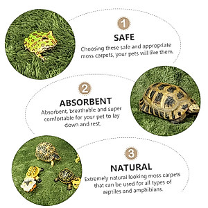 GANAZONO 2Pcs Climbing Pet Fake Lawn Terrarium Substrate Liner Reptile Bed Reptile Climbing Carpet Miniature Grass mat Amphipod Reptile Moss Carpets Horned Frog Cotton Absorbent pad