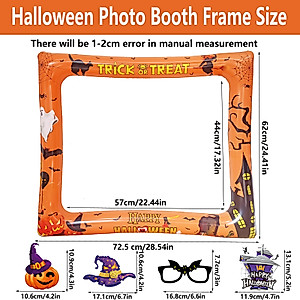 Halloween Party Photo Booth Props Frame, LMSHOWOWO Giant Halloween Inflatable Selfie Photo Frame, with 30 PCS Funny Halloween Photo Booth Props for Men Women Halloween Party Decoration Supplies