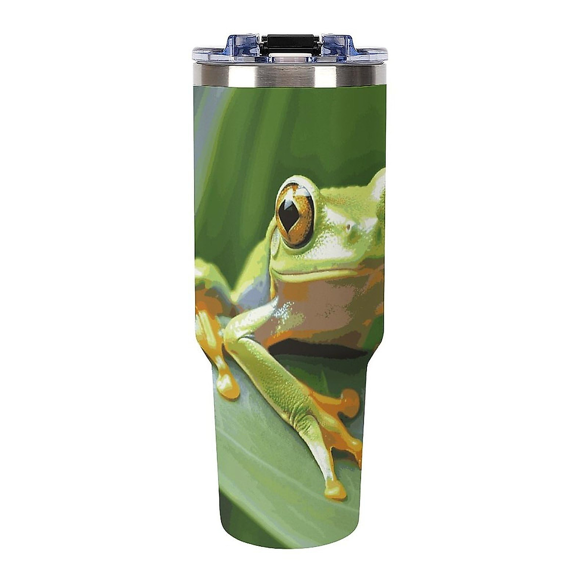 LLUTSNTH 40 Oz Vacuum Tumbler with Violet Handle Leakproof Insulated Tumbler Tree Frog Baby Stainless Steel Travel Mug with Lid And Straw Coffee Cup Cute Water Bottles Cup Holder Friendly