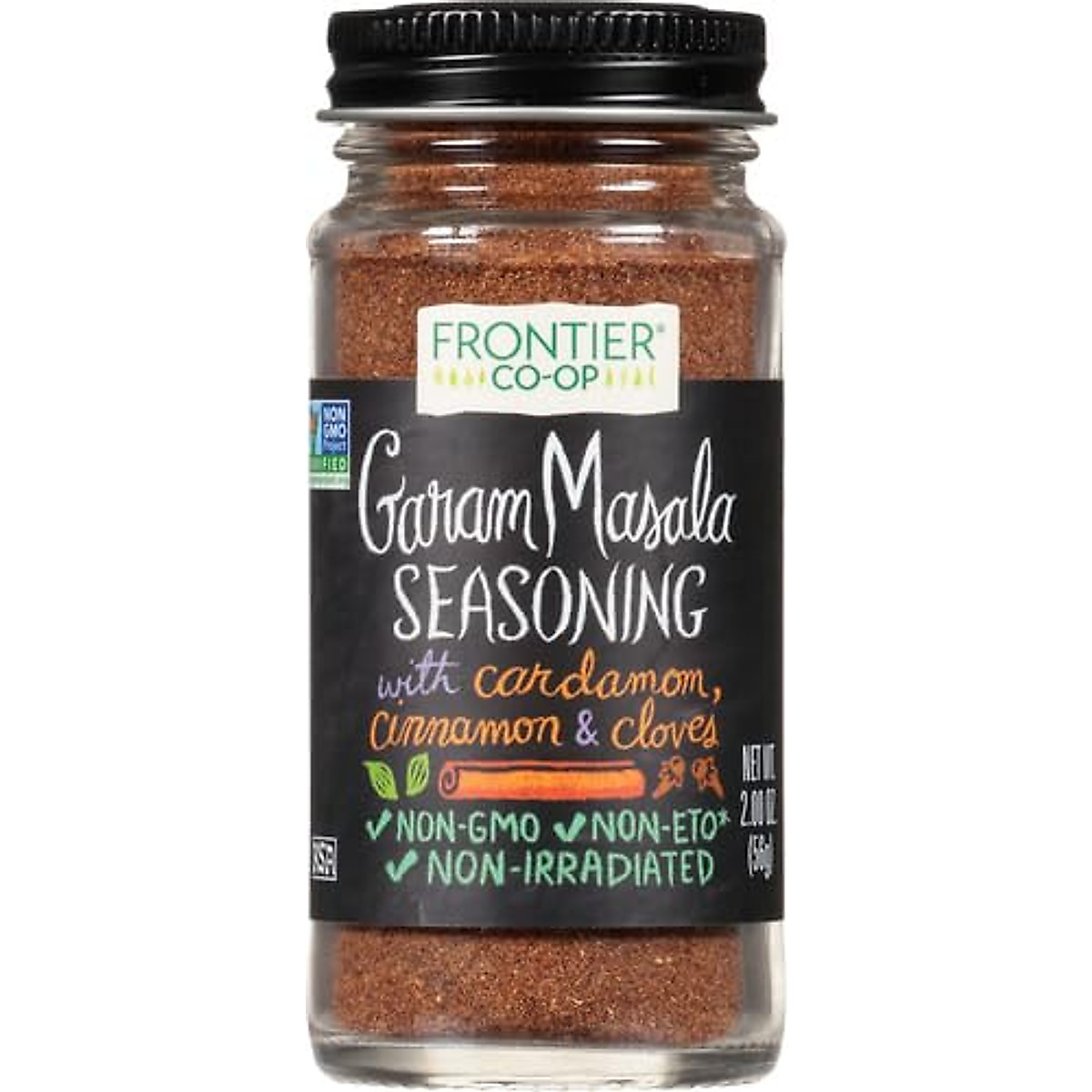 Frontier Co-op Garam Masala, 2-Ounce Jar, With Cardamom, Cinnamon & Cloves, Kosher, Non GMO, Non ETO